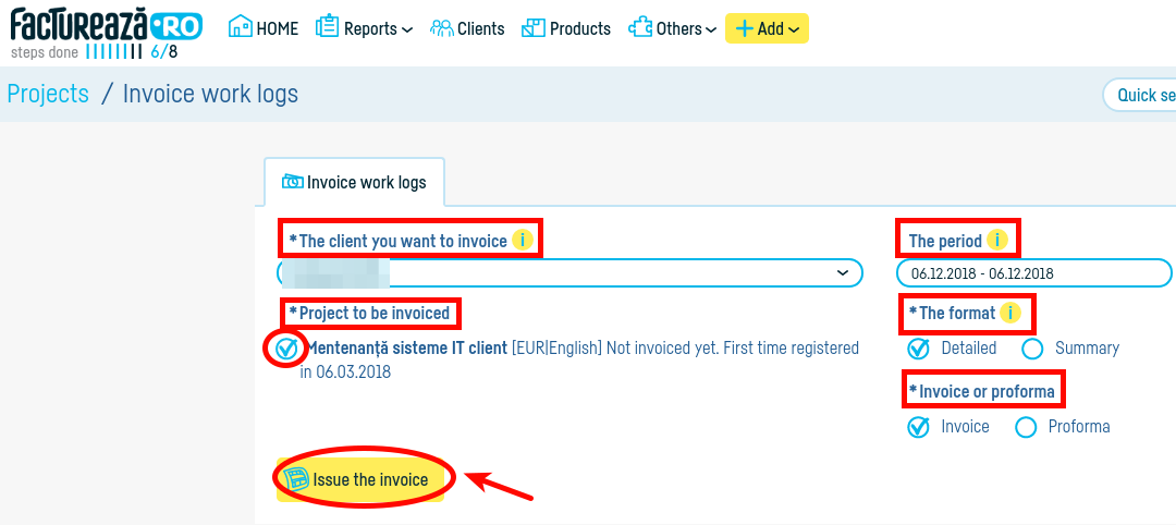 How do I invoice a work log?